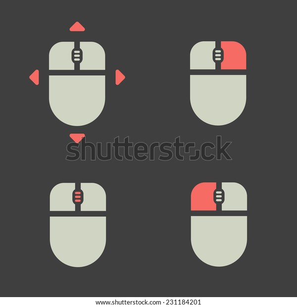 Minimalistic Isolated Mouse Controls Icons Set: vetor stock (livre de ...
