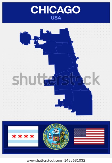 Minimalistic Map Chicago Usa Stock Vector (Royalty Free) 1485681032 ...