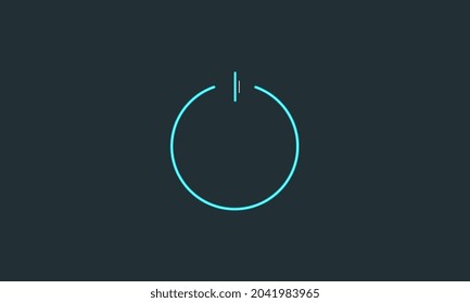 Minimalistic Neon Blue Power Button Icon Stock Vector (Royalty Free ...