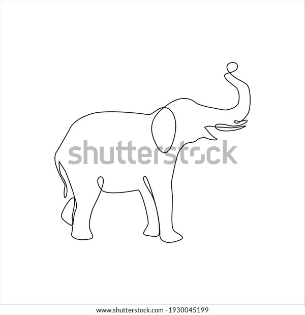 Minimalistic One Line Elephant Icon Line Stock Vector (Royalty Free ...