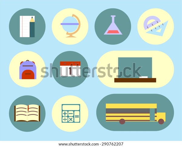 Minimalistic School Education Icons Set Bubbles Stock Vector (Royalty ...