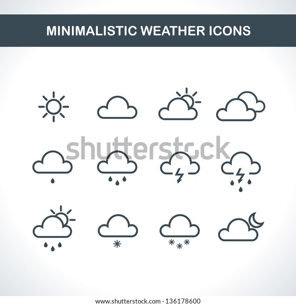 Minimalistic Weather Icons Vector Stock Vector (Royalty Free) 136178600 ...