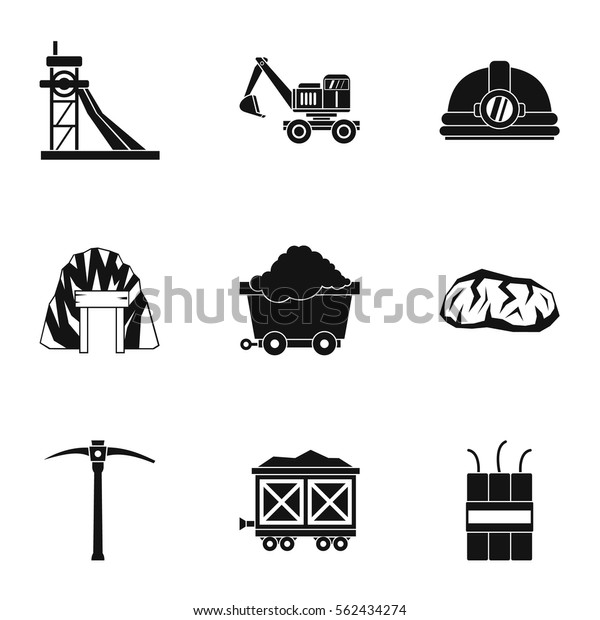 Mining Activities Icons Set Simple Illustration Stock Vector (Royalty ...
