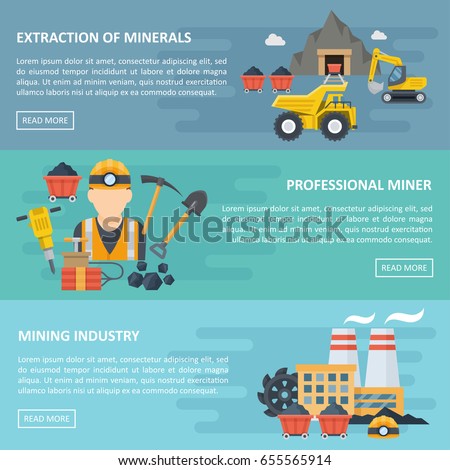 Mining Industry Banner Template Poster Copyspace เวกเตอร์สต็อก (ปลอดค่า ...