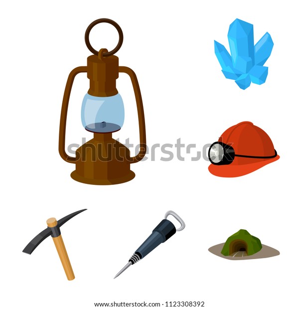 Mining industry cartoon icons in set collection for design. Equipment ...