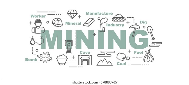 Mining Vector Banner Design Concept Flat Stock Vector (Royalty Free ...