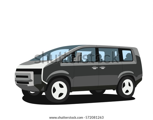 Minivan Grey Realistic Vector Illustration Isolated Stock Vector ...