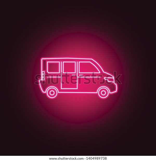 Minivan Neon Icon Elements Transport Set Stock Vector (Royalty Free ...