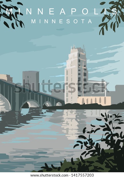 Minneapolis Modern Vector Poster Minneapolis Minnesota Stock Vector ...