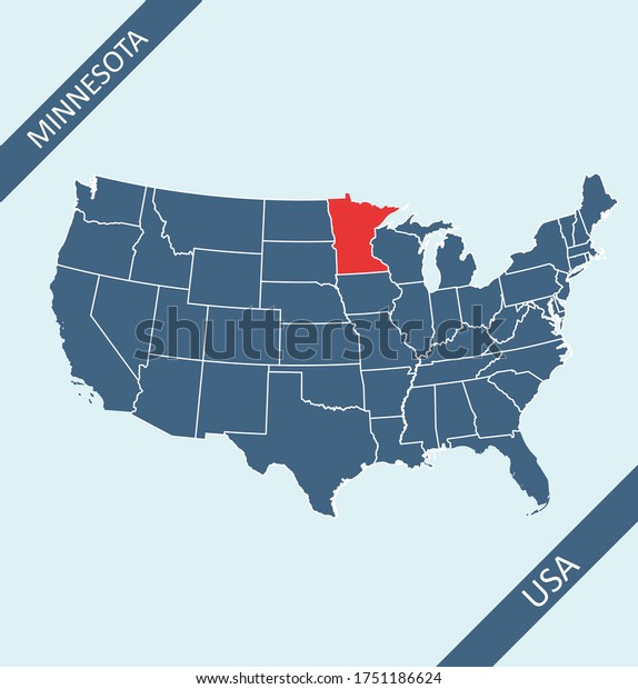 Minnesota Location On Usa Map Stock Vector (Royalty Free) 1751186624 ...