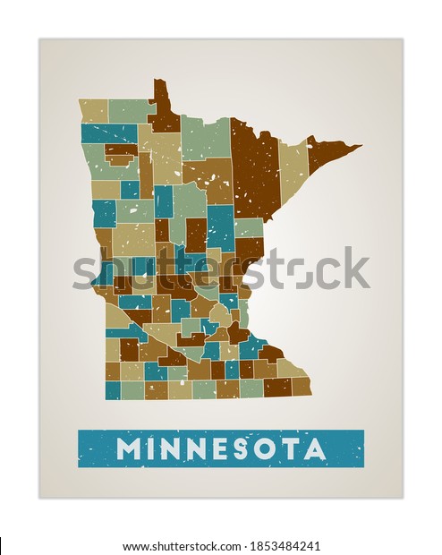 Minnesota Map Us State Poster Regions Stock Vector (Royalty Free ...