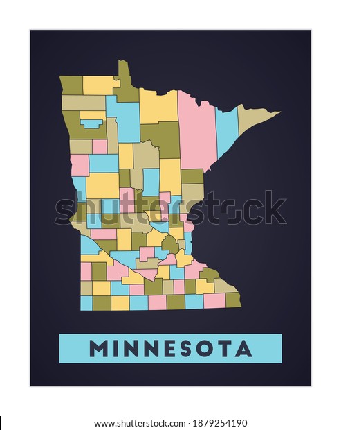 Minnesota Map Us State Poster Regions Stock Vector (Royalty Free ...