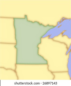 Minnesota Vector Map Borders Surrounding States Stock Vector (Royalty ...