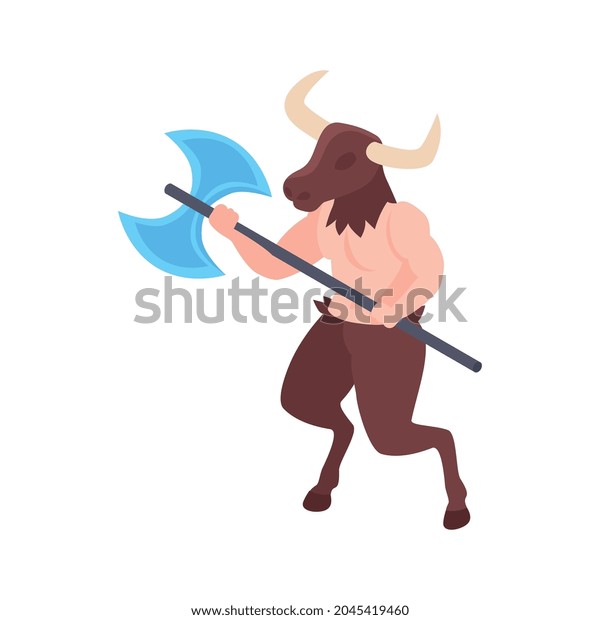 Minotaur Character Big Battle Axe On Stock Vector (Royalty Free ...