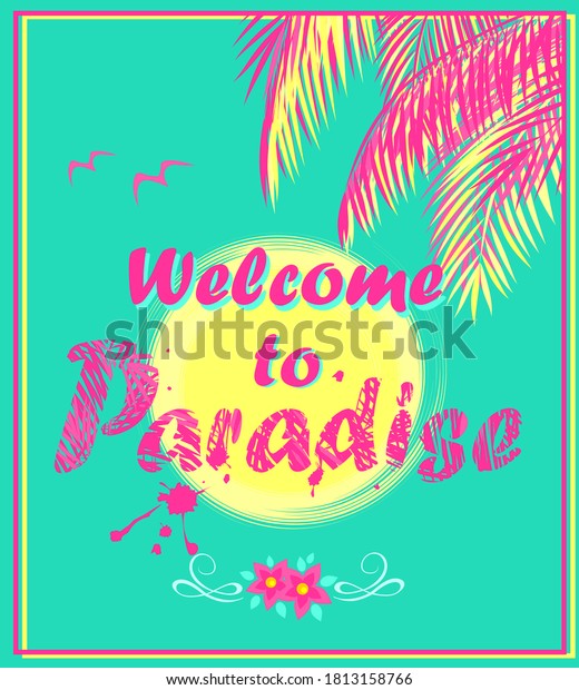 Mint Color Poster Coconut Palm Pink Stock Vector (Royalty Free ...