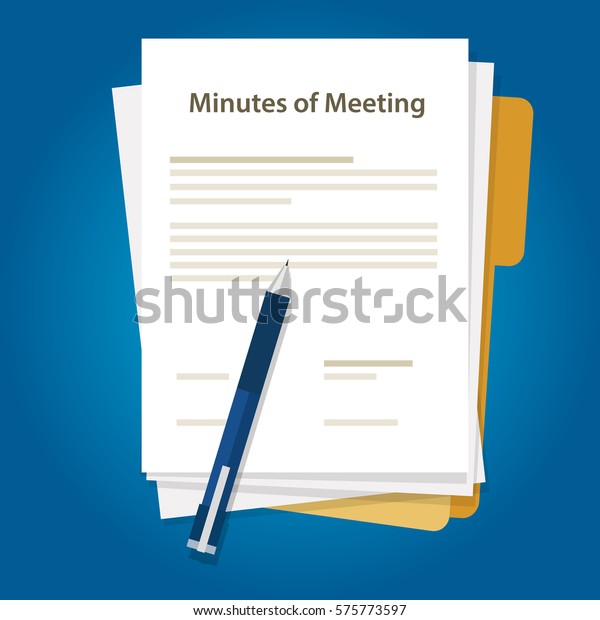 Minutes Meeting Document Paper Pen Writing Stock Vector (Royalty Free ...