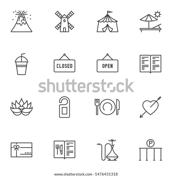 Miscellaneous icons set. linear style symbols collection, outline signs ... Miscellaneous icons set. linear style symbols collection, outline signs ...