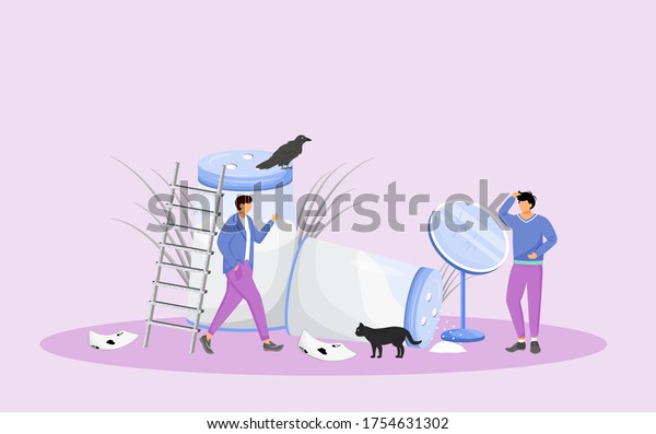 Misfortune Signs Bad Omens Flat Concept Stock Vector (Royalty Free ...