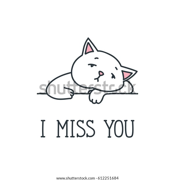 Vektor Stok Miss You Doodle Vector Illustration Sad (Tanpa Royalti ...