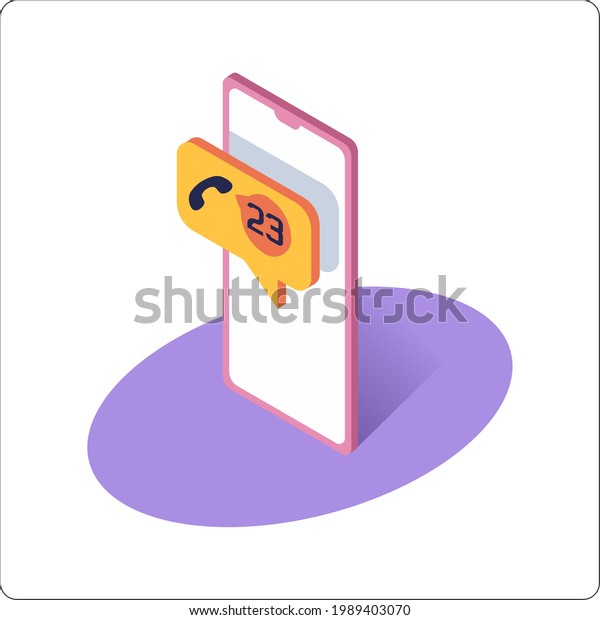 Missed Call Notification Phone Mockup Miss Stock Vector (Royalty Free ...