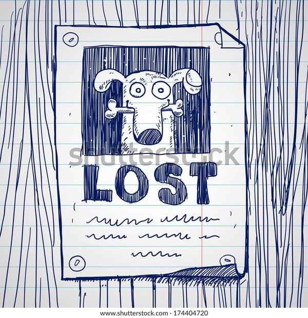 Missing Dog Poster Doodle Vector Illustration Stock Vector (Royalty ...