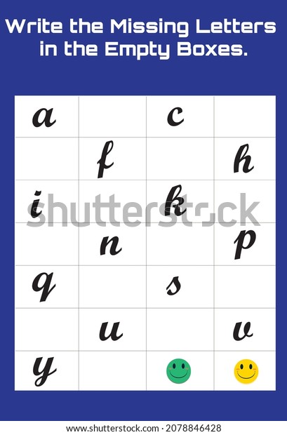 Missing Letters Alphabets Preschool Stock Vector (Royalty Free ...