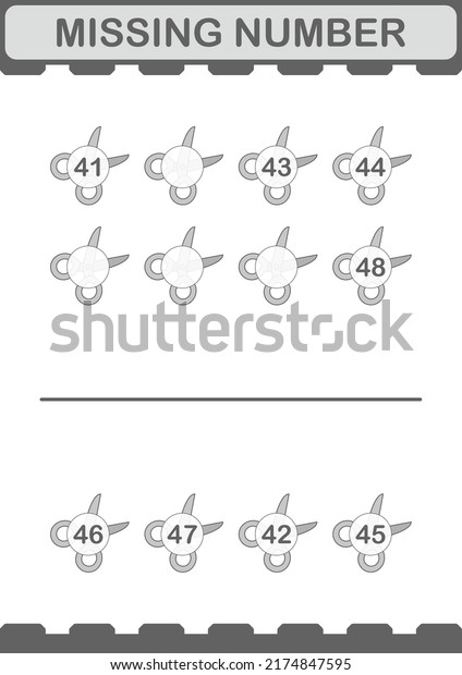 Missing Number Scissor Worksheet Kids Stock Vector (Royalty Free ...
