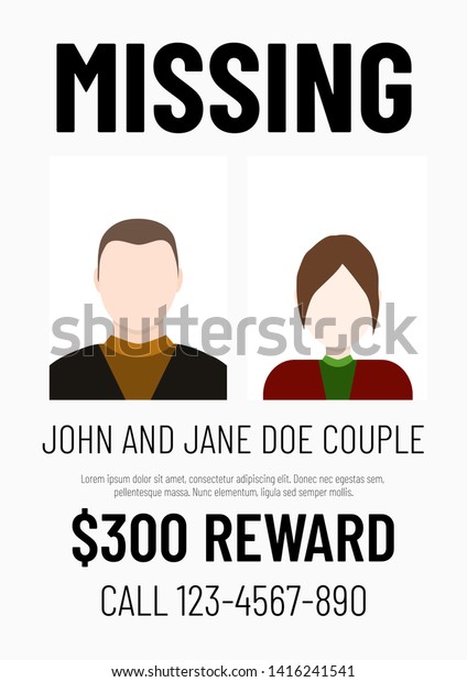 Missing Poster Template Male Female Flat Stock Vector (Royalty Free ...