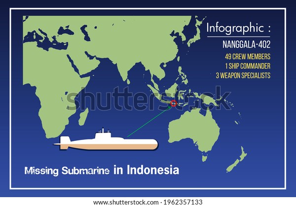 Missing Submarine Infographic Map Illustration Missing Stock Vector ...