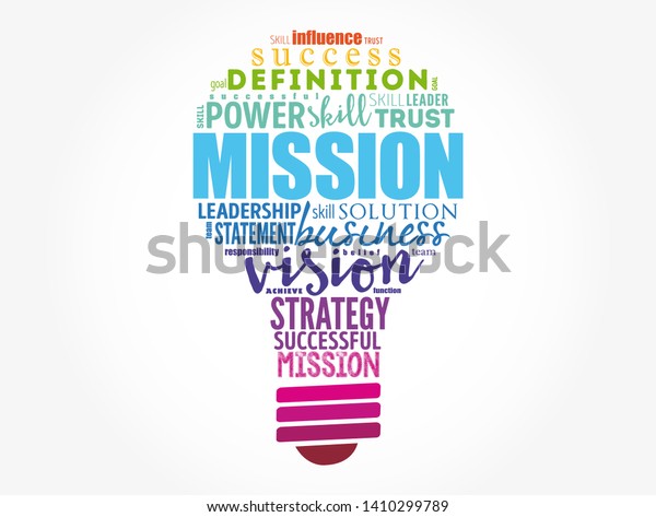 Mission Light Bulb Word Cloud Collage: vector de stock (libre de ...