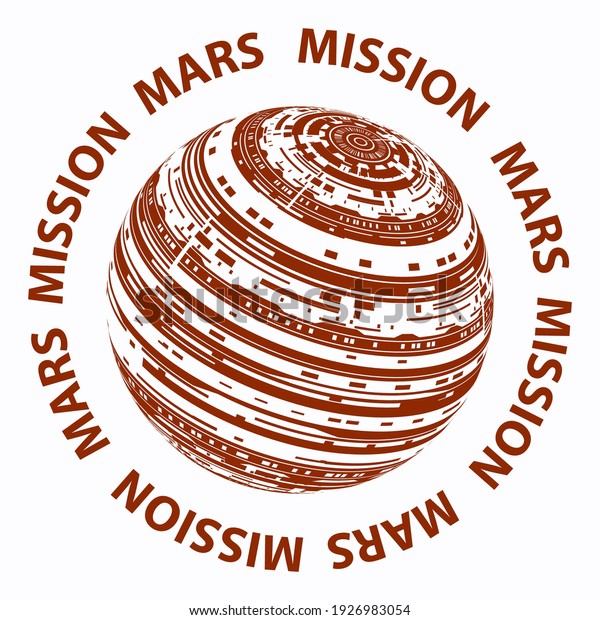 Mission Mars Round Emblem Technical Symbols Stock Vector (Royalty Free ...