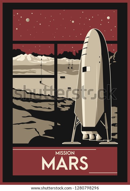 Mission Mars Space Poster Martian Surface Stock Vector (Royalty Free ...