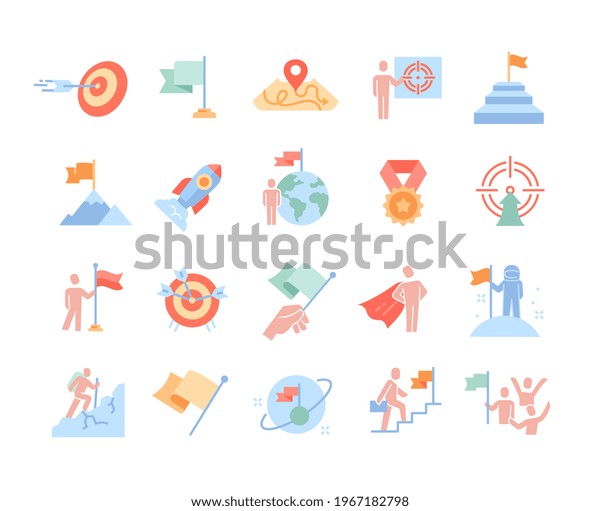 Mission Purpose Objective Aim Colorful Icons Stok Vektör (Telifsiz ...