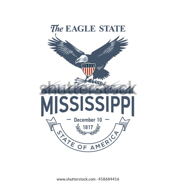 Mississippi Eagle State Stylized Emblem State Stock Vector (Royalty ...