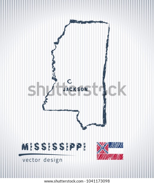 Mississippi Vector Chalk Drawing Map Isolated Stock Vector (Royalty ...