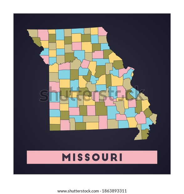Missouri Map Us State Poster Regions Stock Vector (Royalty Free ...