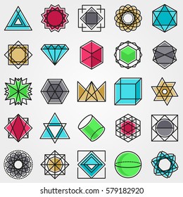 Mix Geometric Shapes Icons Vector Set Stock Vector (Royalty Free ...