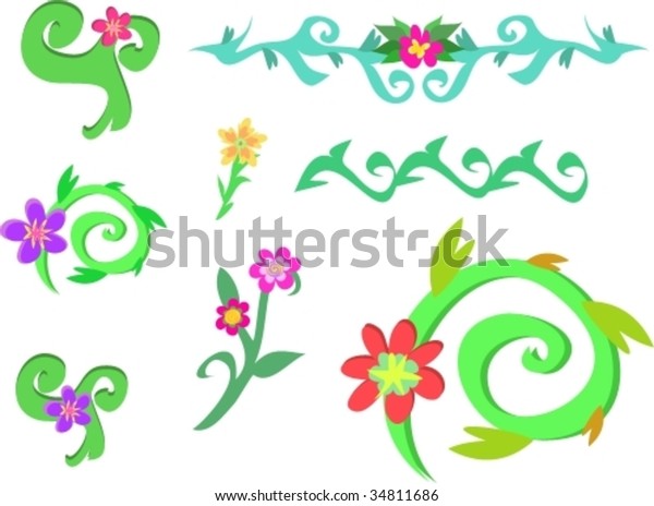 Mix Spiral Vines Flowers Vector Stock Vector (Royalty Free) 34811686 ...