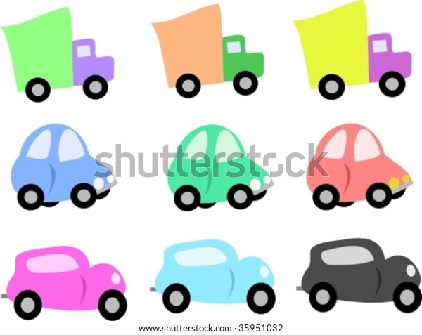 Mix Trucks Cars Vector Stock Vector (Royalty Free) 35951032