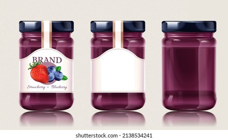 Mixed Fruit Jam Glass Jars Isolate Stock Vector (Royalty Free ...