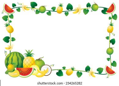 Cute Fruits Faces Frame Border Background 스톡 일러스트 1109789093 | Shutterstock
