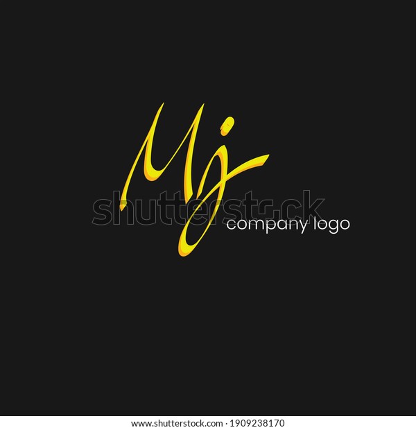 Mj Gold Flat Handwritten Lettering Signature Stock Vector (Royalty Free ...