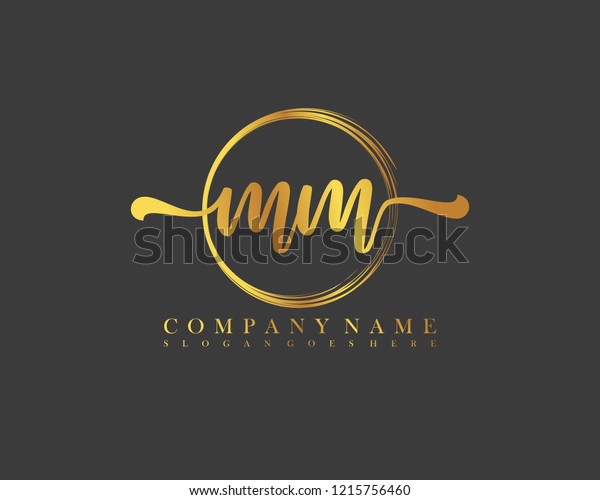 Mm Initial Handwriting Logo Circle Template Stock Vector (Royalty Free ...