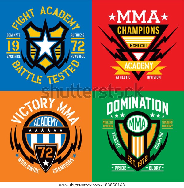MMA lucha contra el conjunto de emblemas de la academia