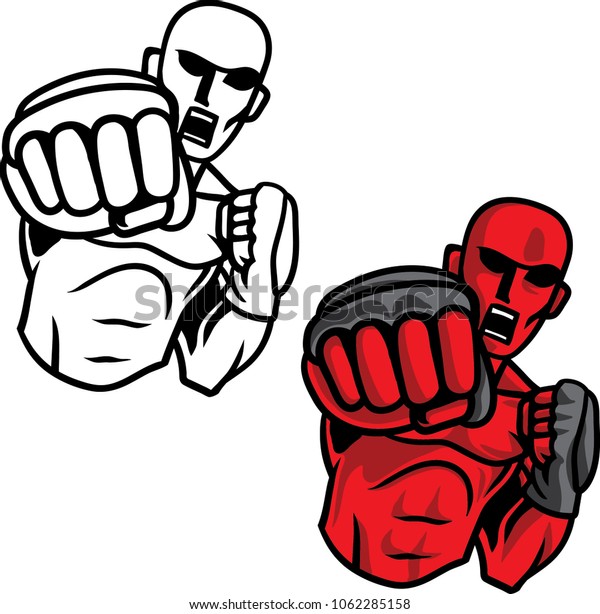 Mma Fighter Vector Illustration Stock Vector (Royalty Free) 1062285158 ...
