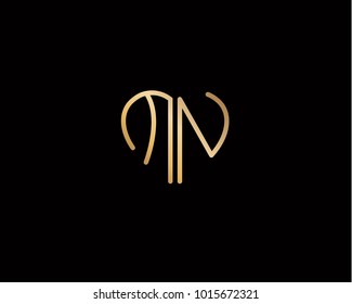 Mn Initial Heart Shape Gold Colored Stock Vector (Royalty Free ...