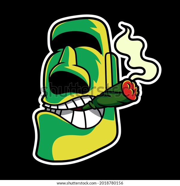 Moai Smoking Weed Illustration Vector Art Stock Vector (Royalty Free ...