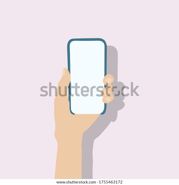 Mobile App Concepthand Lifting Phone Shadow Stock Vector (Royalty Free ...