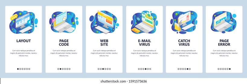 Mobile App Onboarding Screens Website Wireframe: vector de stock (libre ...
