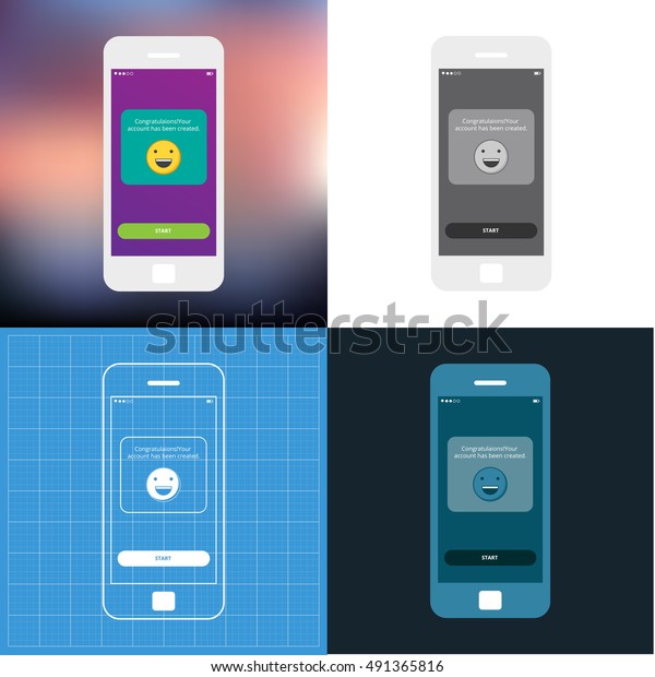 Mobile App Single Screen Ui Kit: เวกเตอร์สต็อก (ปลอดค่าลิขสิทธิ์ ...